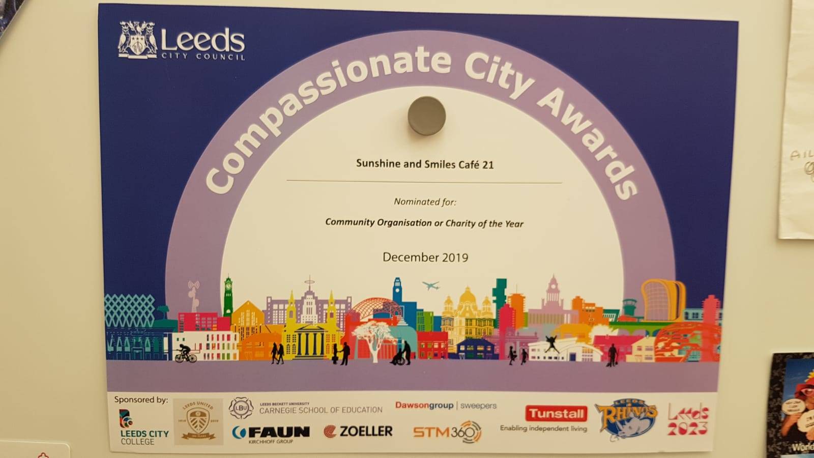 Sunshine & Smiles Receive Certificate for Compassionate City Award ...